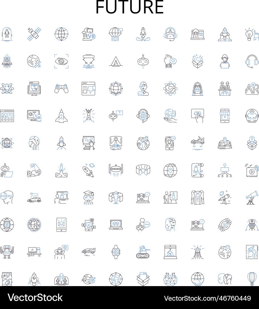 Future outline icons collection futurity foresee Vector Image