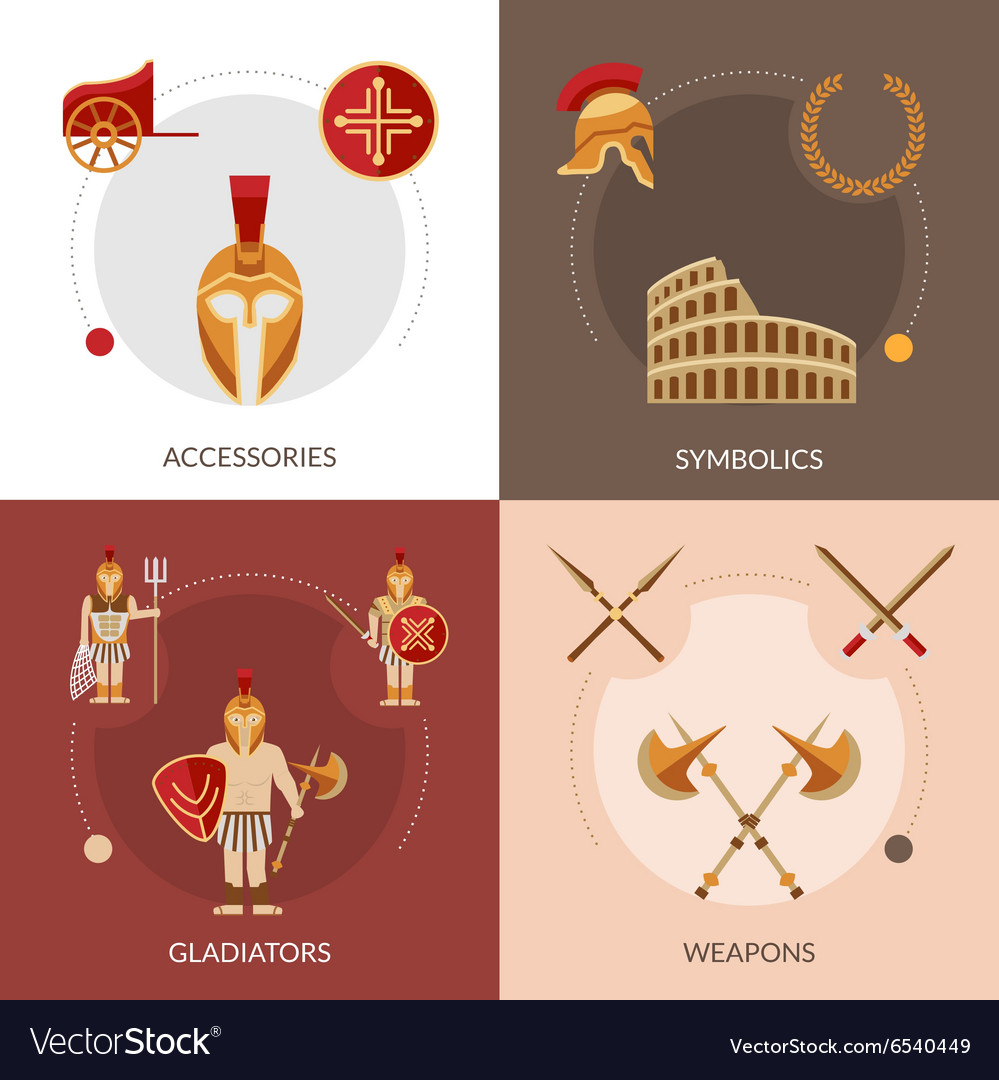 Gladiator flat set Royalty Free Vector Image - VectorStock