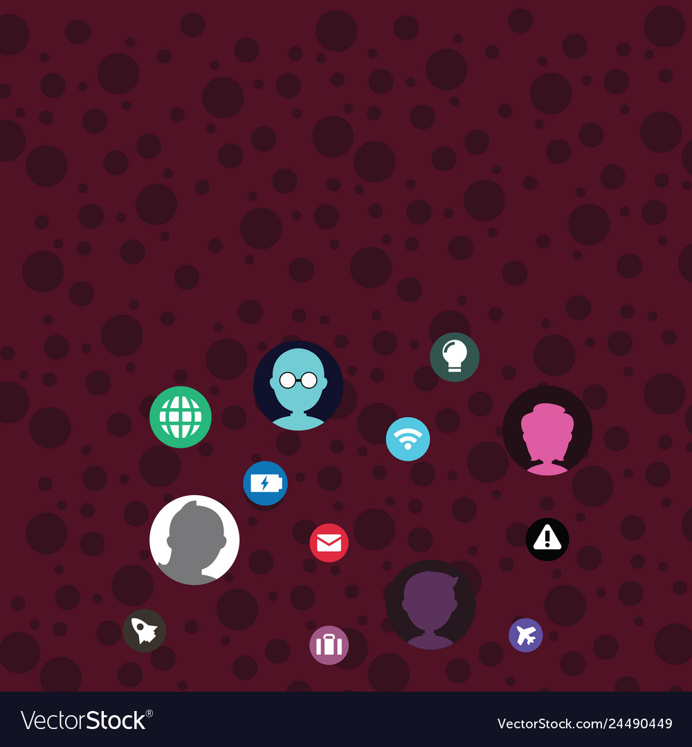 Networking technical icons with chat heads Vector Image Networking technical icons with chat heads Vector Image