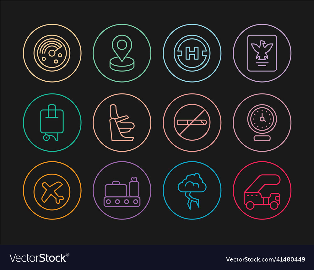 Set line passenger ladder clock helicopter Vector Image Set line passenger ladder clock helicopter Vector Image
