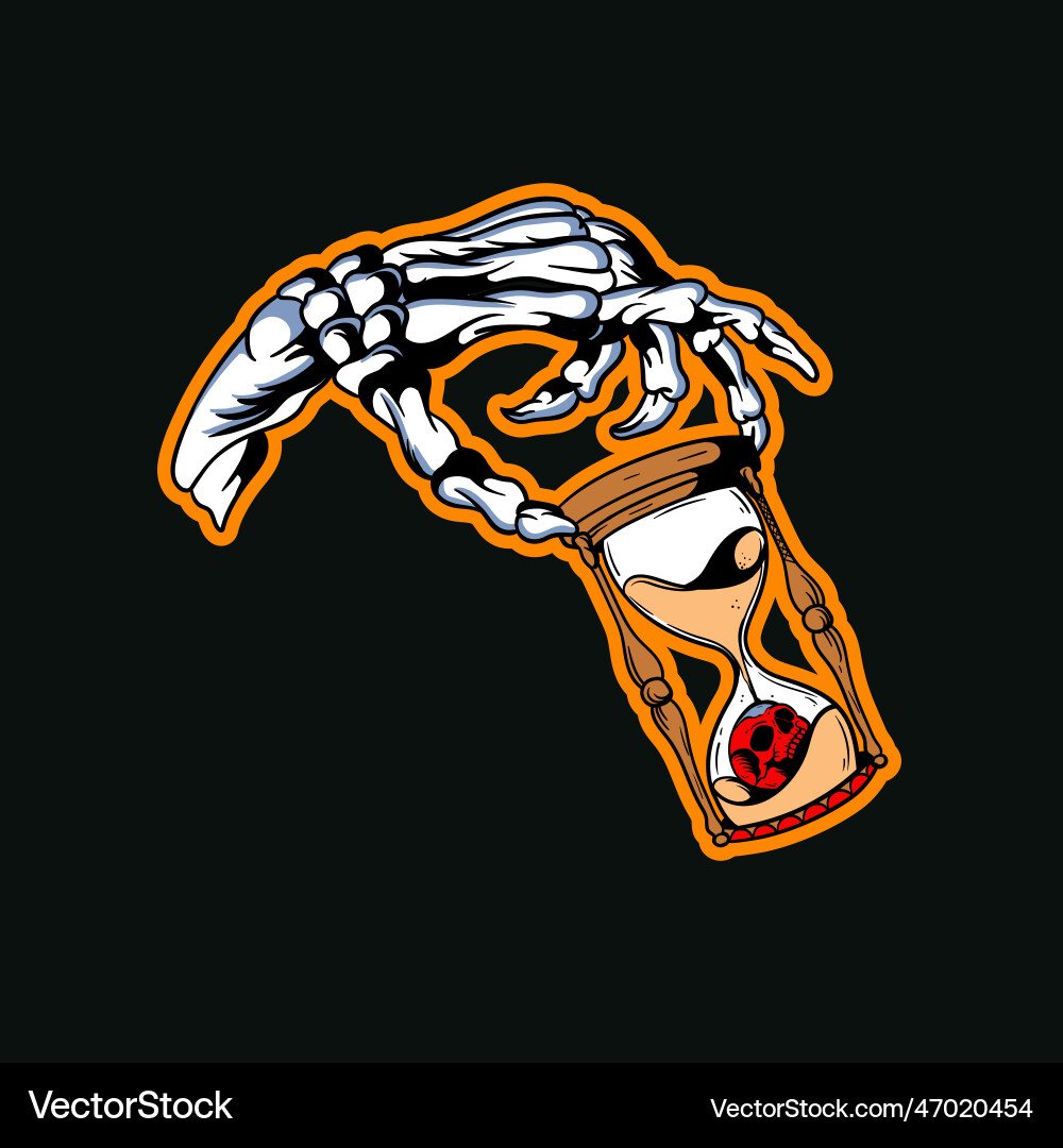 A skull hand holding an hourglass Royalty Free Vector Image