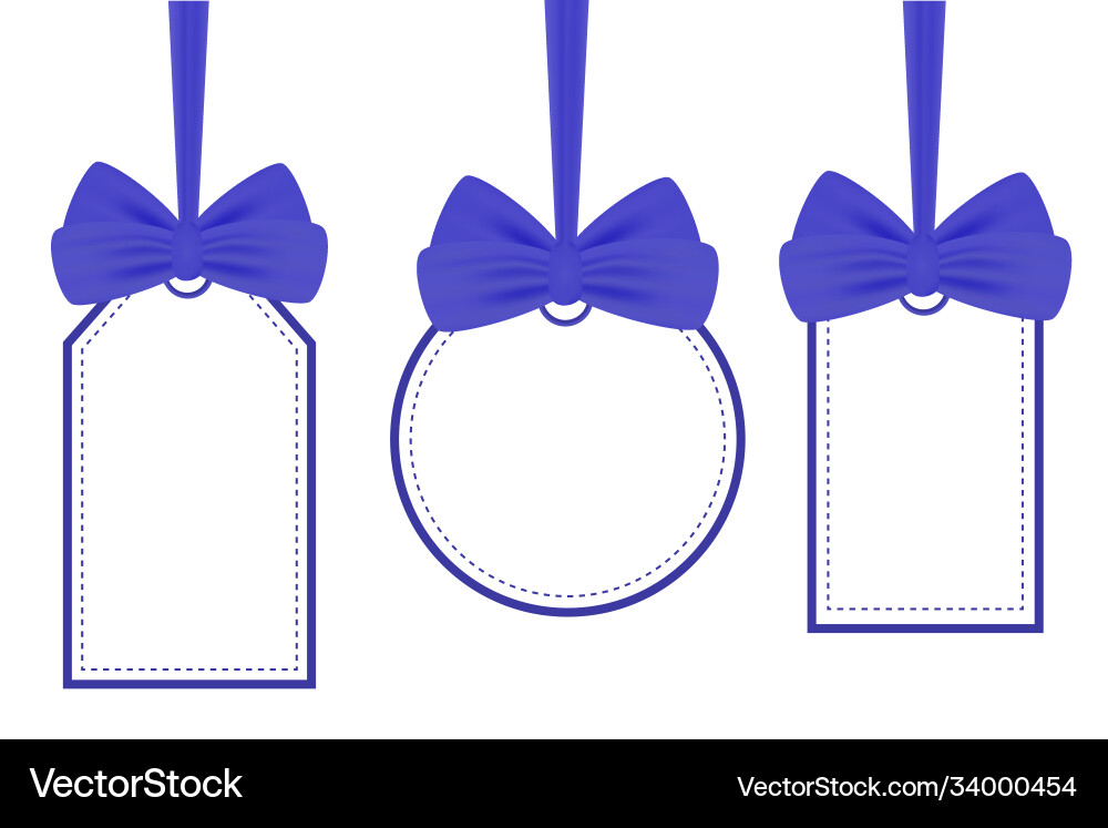 Set labels with blue bows Royalty Free Vector Image