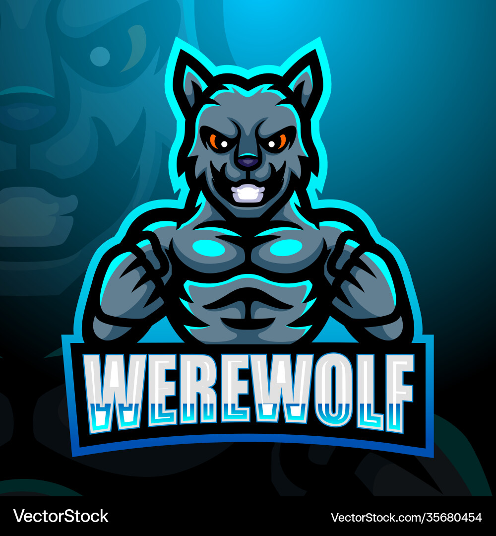 Werewolf mascot esport logo design Royalty Free Vector Image