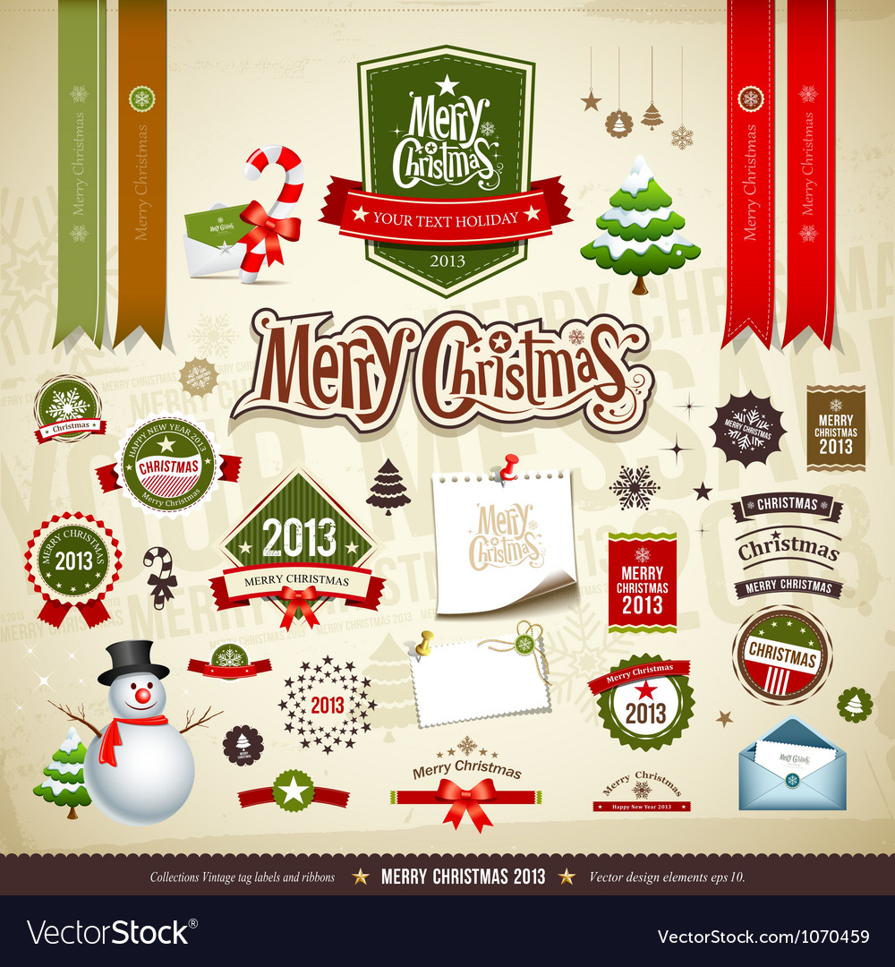 Merry christmas design elements Royalty Free Vector Image Merry christmas design elements Royalty Free Vector Image