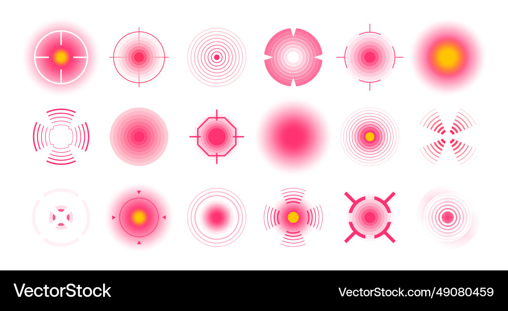 Red pain circle pulsatile bruise mark Royalty Free Vector