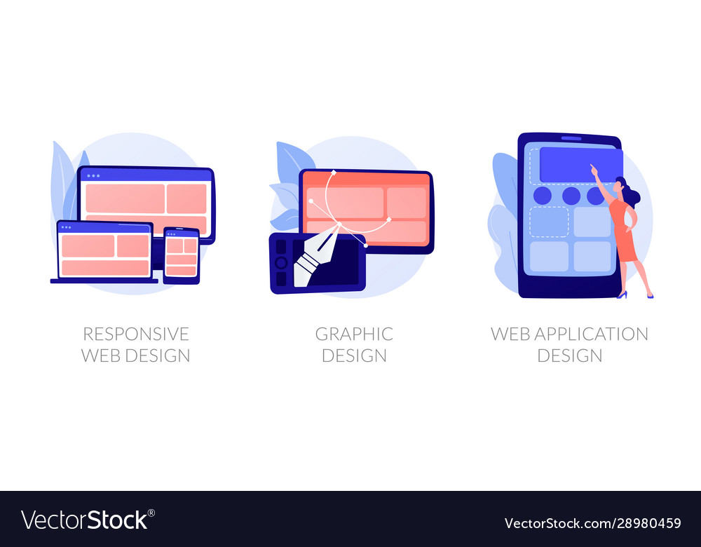 Web development concept metaphors Royalty Free Vector Image