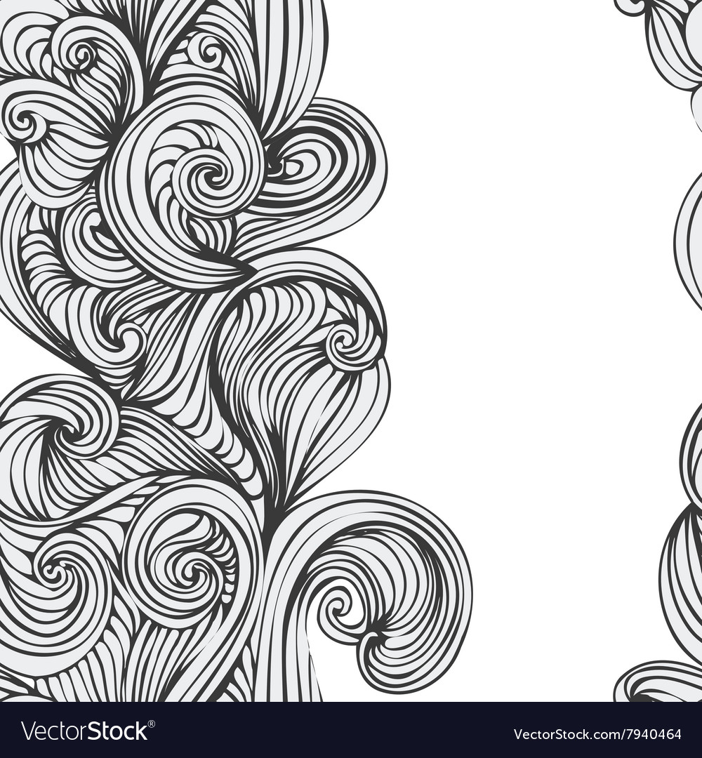 Abstract wave hand-drawn pattern seamless texture Vector Image