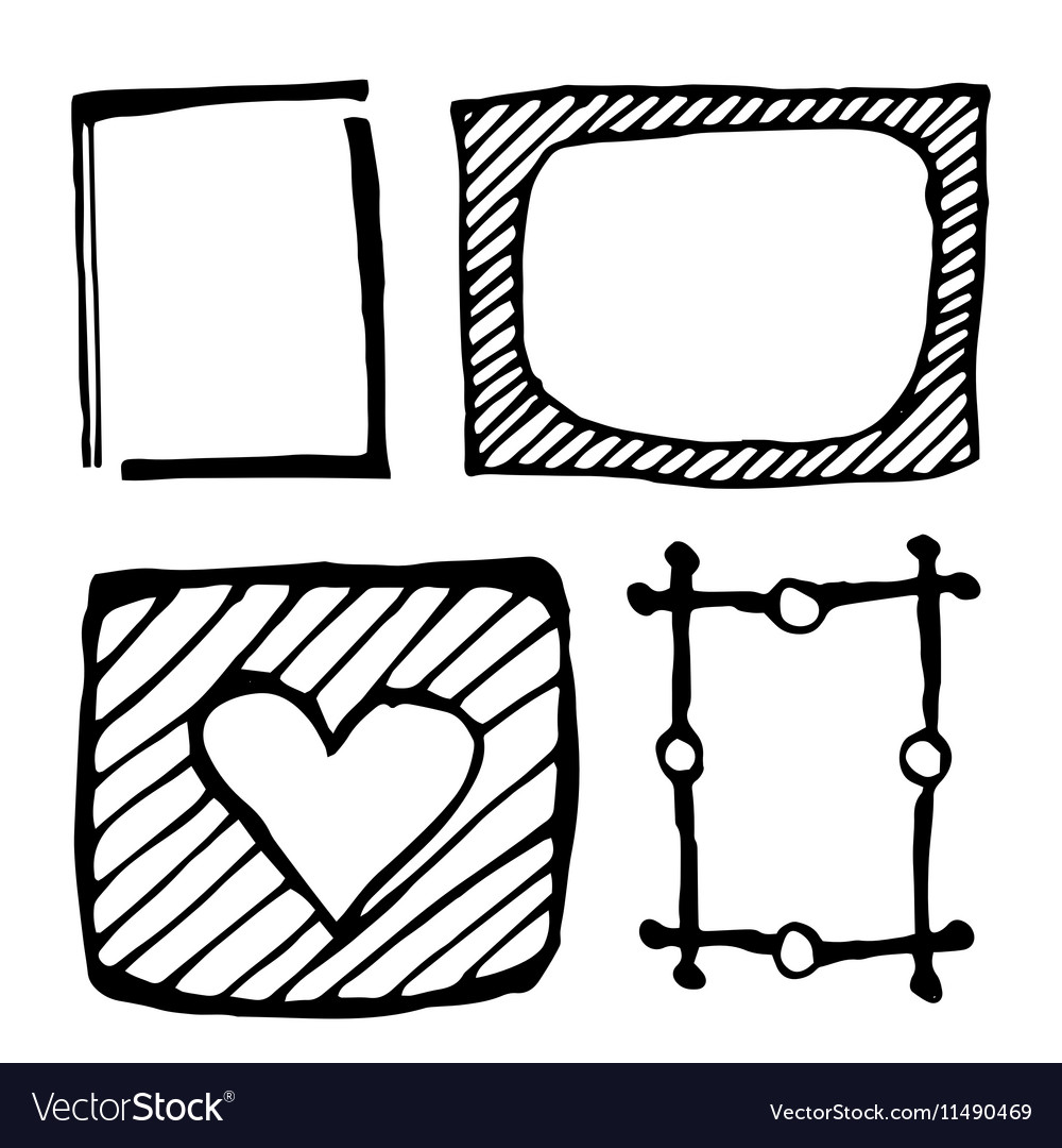 Hand drawn rectangle frames set Royalty Free Vector Image Hand drawn rectangle frames set Royalty Free Vector Image