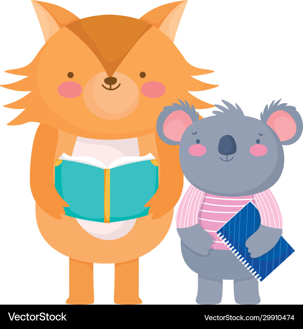 Back to school koala reading book koala Royalty Free Vector