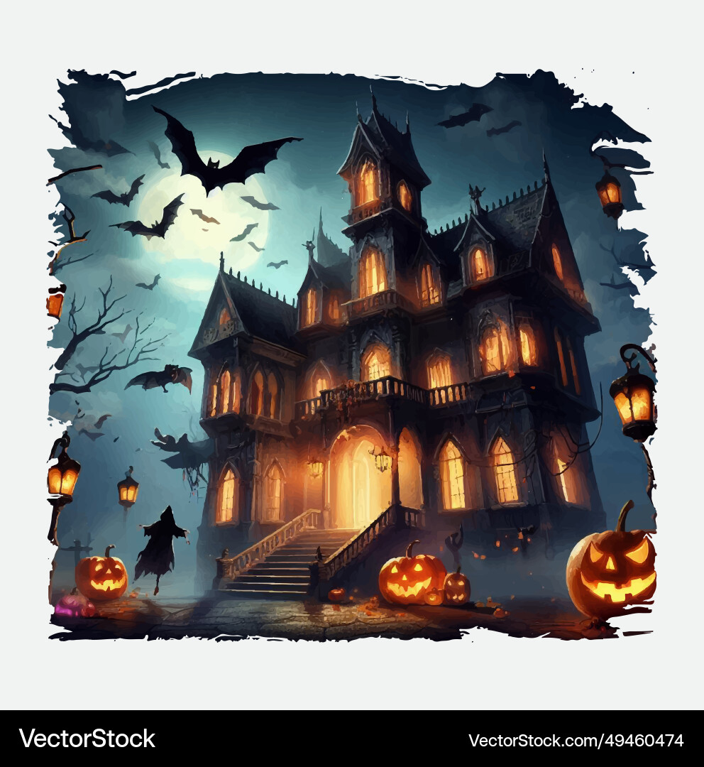 Halloween haunted house file Royalty Free Vector Image