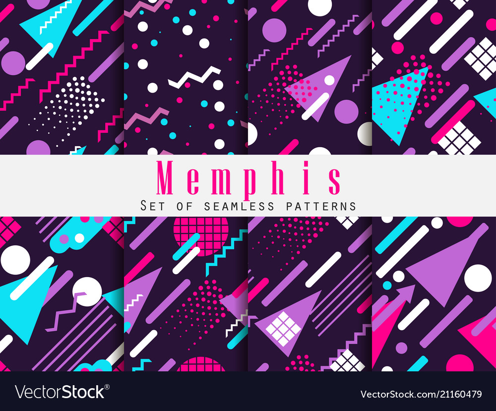 Memphis seamless pattern geometric elements Vector Image