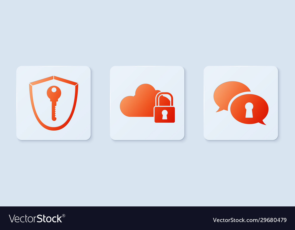 Set cloud computing lock shield with key Vector Image