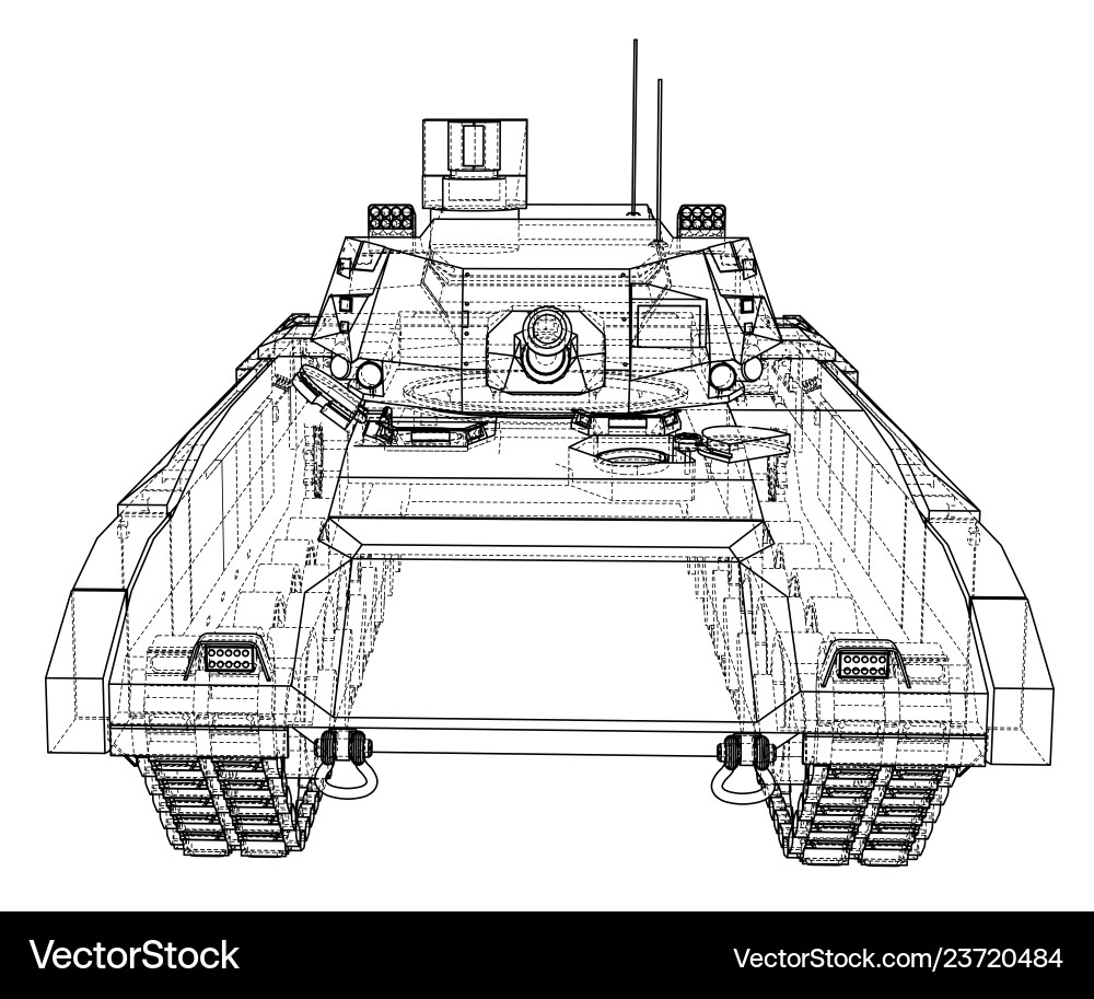 Blueprint realistic tank Royalty Free Vector Image