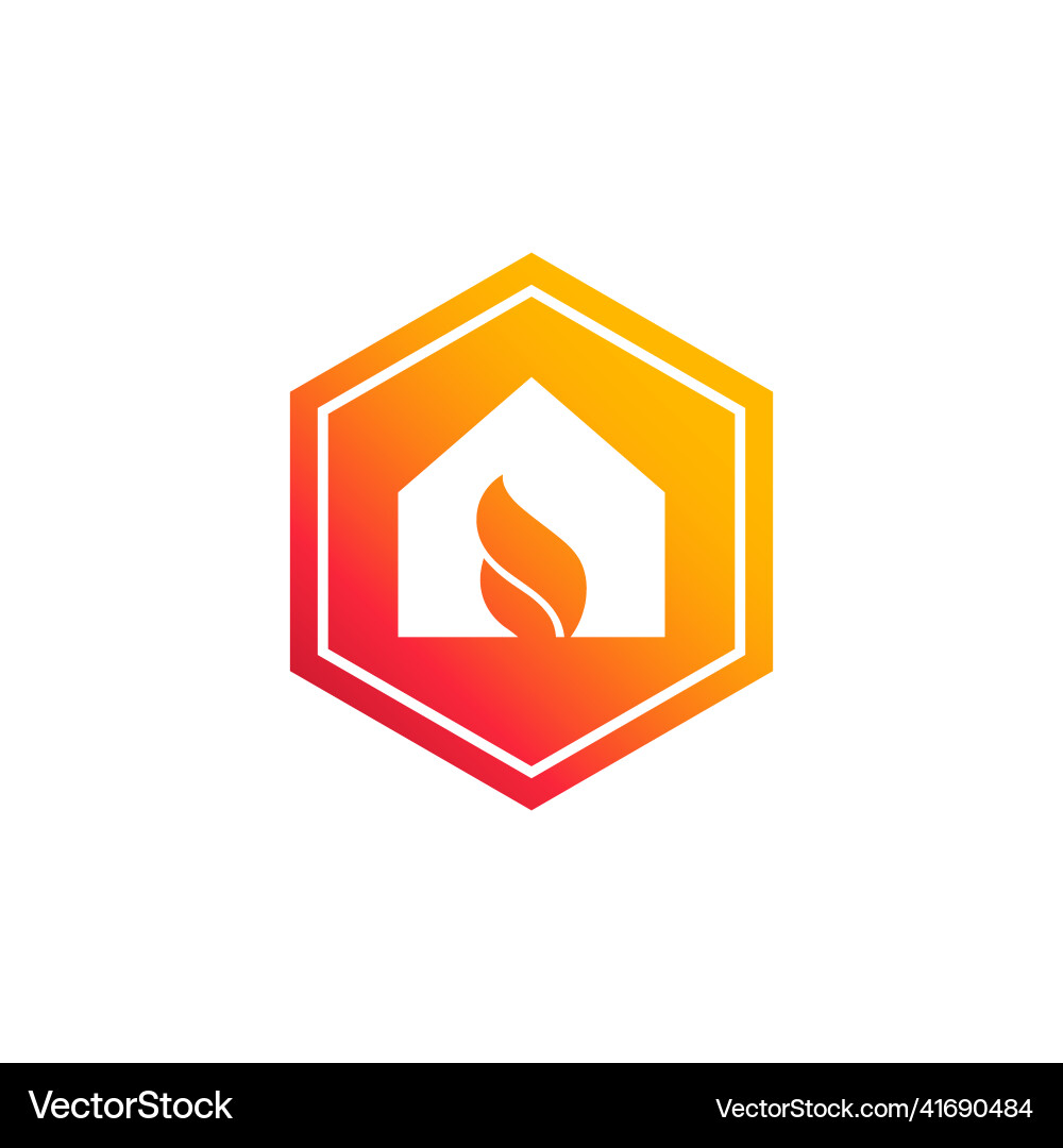 House fire prevent hexagon logo template design Vector Image
