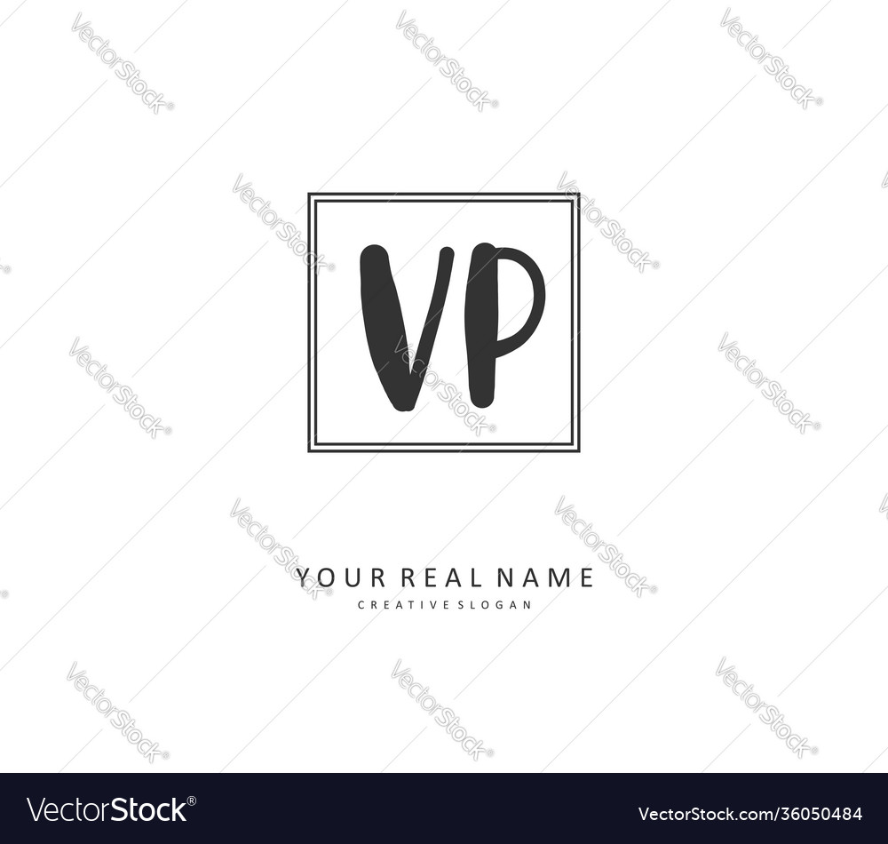 Vp initial letter handwriting and signature logo Vector Image