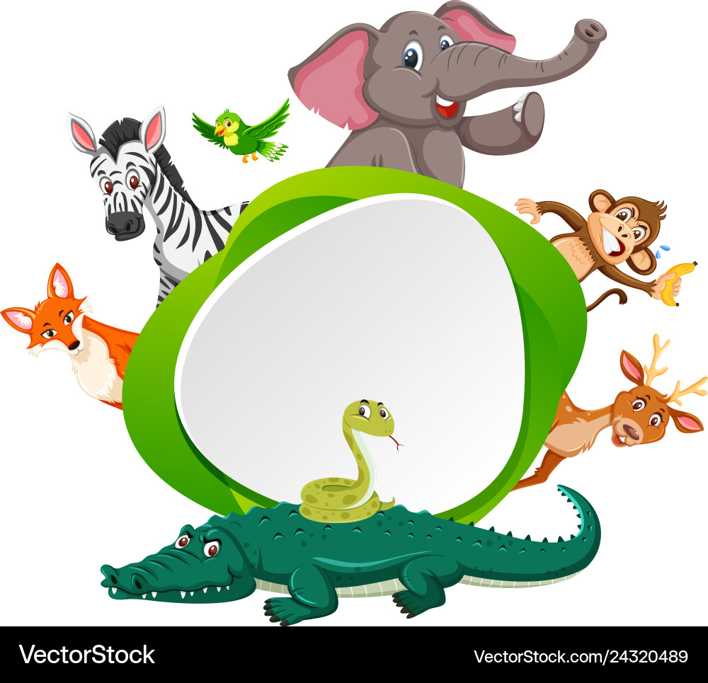 Animal on green border Royalty Free Vector Image