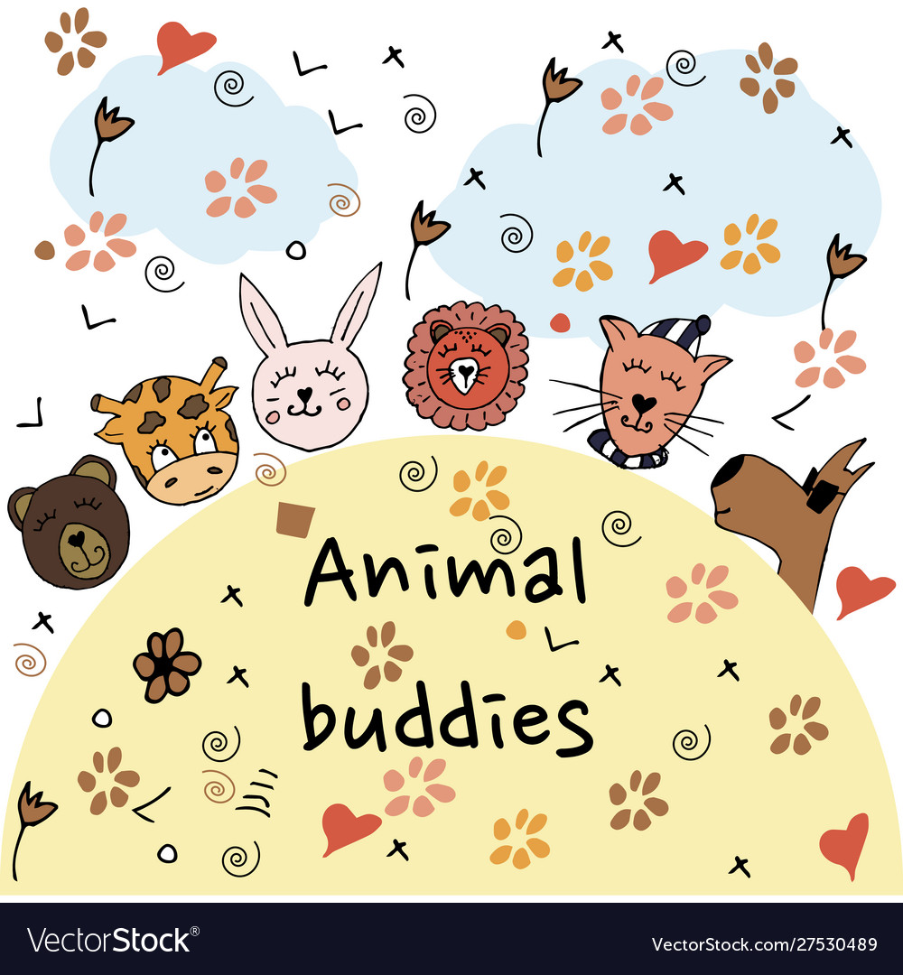 Colorful animal friends collection including dog Vector Image