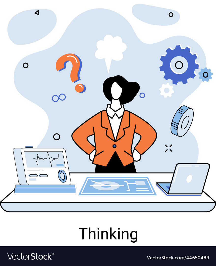 Problem solving concept woman wondering Royalty Free Vector Problem solving concept woman wondering Royalty Free Vector