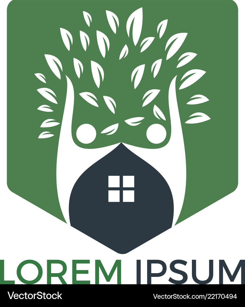 House and people logo design Royalty Free Vector Image