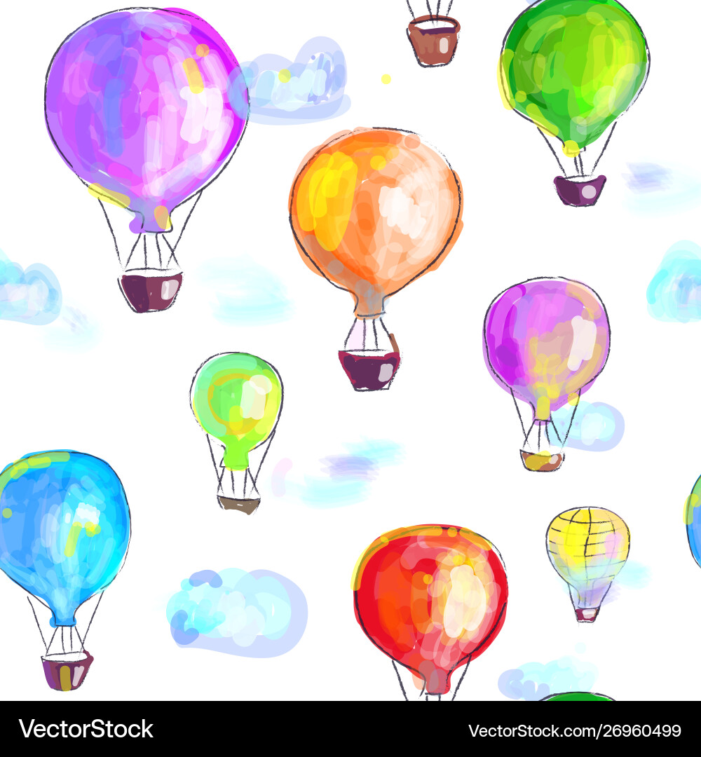 Air balloons artistic seamless pattern painted Vector Image