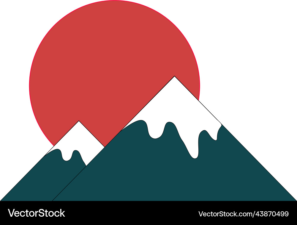 Symbol japan mountains with sun behind Royalty Free Vector
