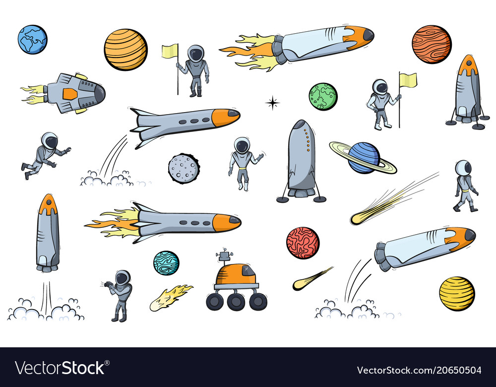 Set space objects Royalty Free Vector Image - VectorStock