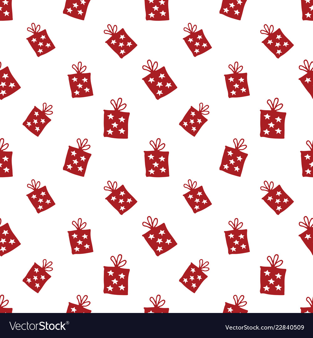 Gift seamless pattern hand drawn boxes Royalty Free Vector