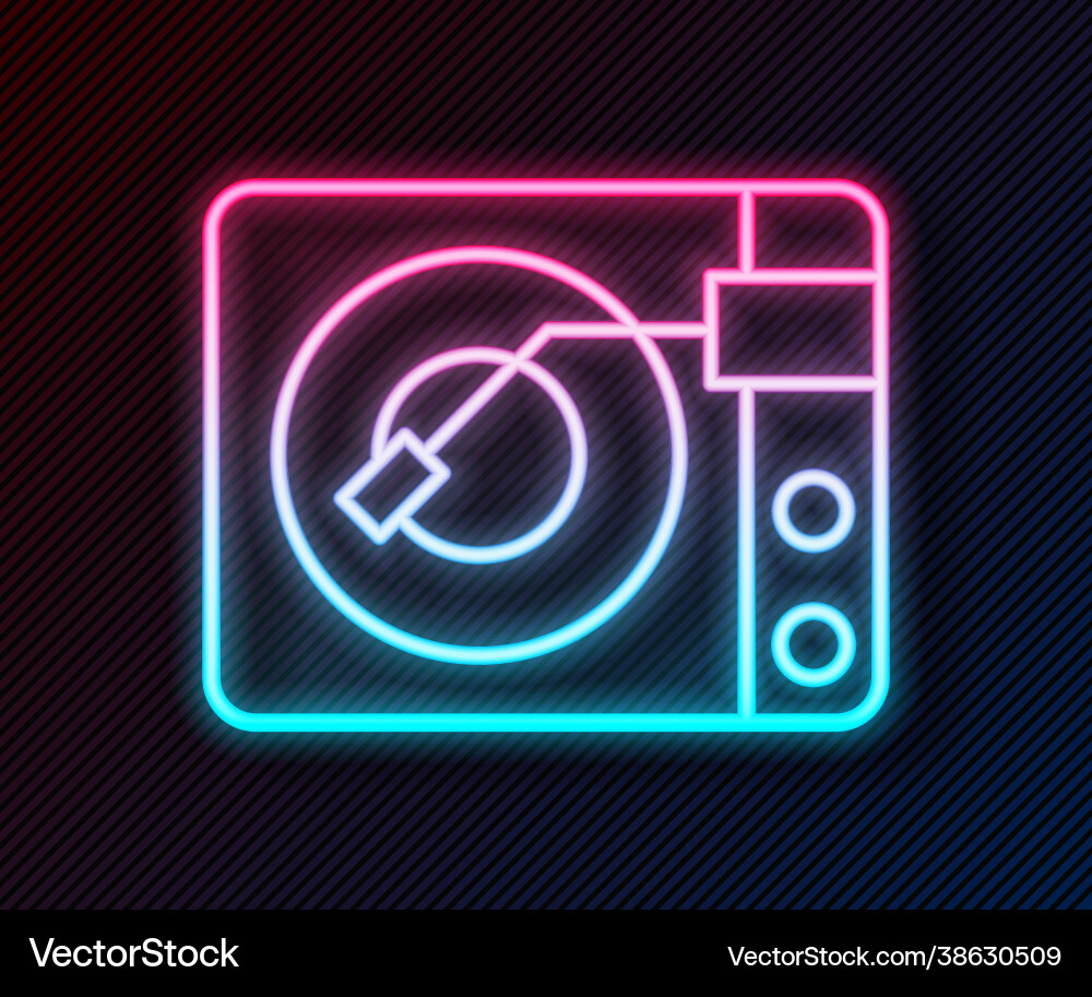 Glowing neon line vinyl player with a vinyl disk Vector Image