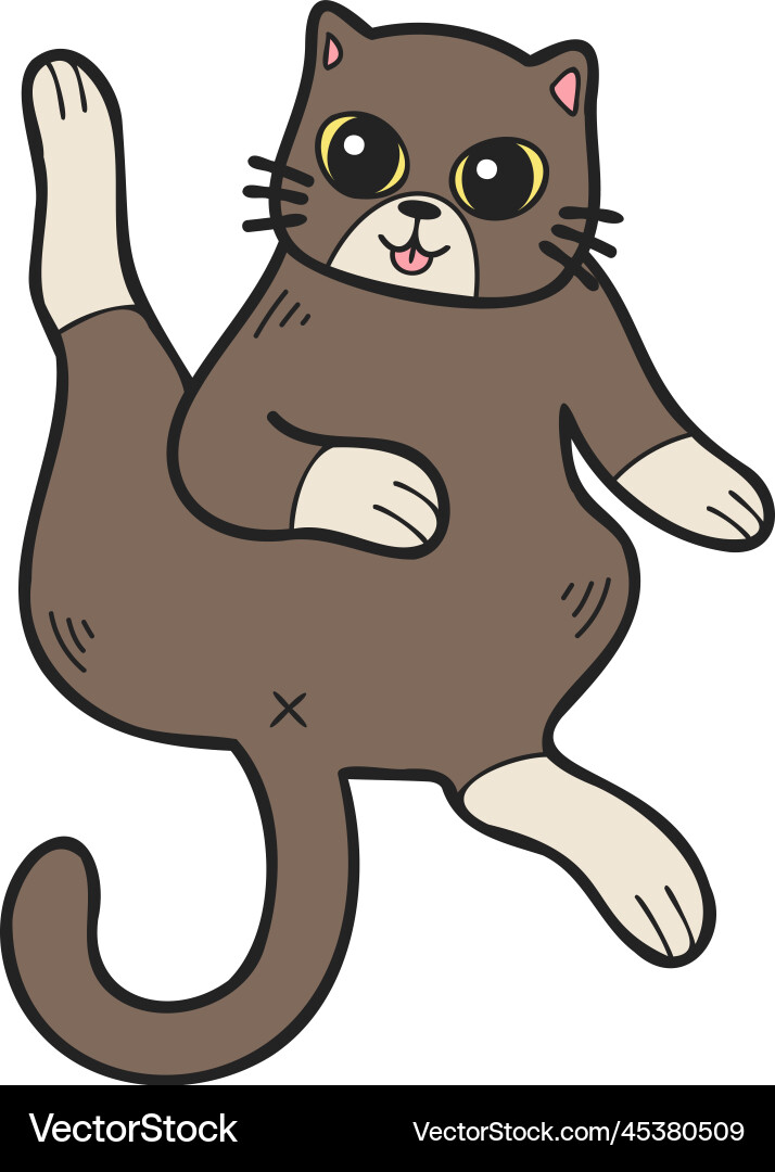 Hand drawn sleeping cat showing belly in doodle Vector Image