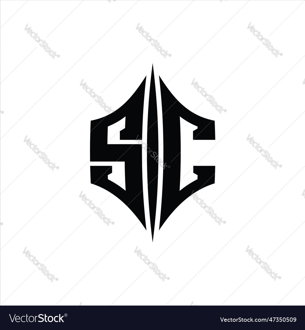 Sc logo monogram hexagon diamond shape Royalty Free Vector