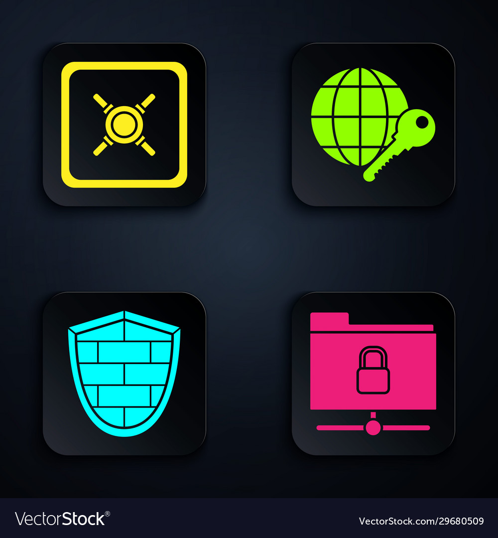 Set Ftp Folder And Lock Safe Shield With Cyber Vector Image
