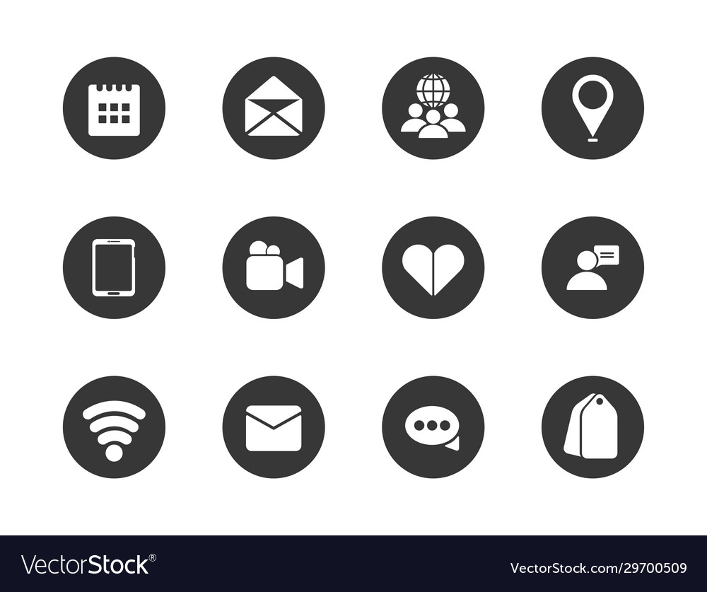 Social media block flat style icon set Royalty Free Vector