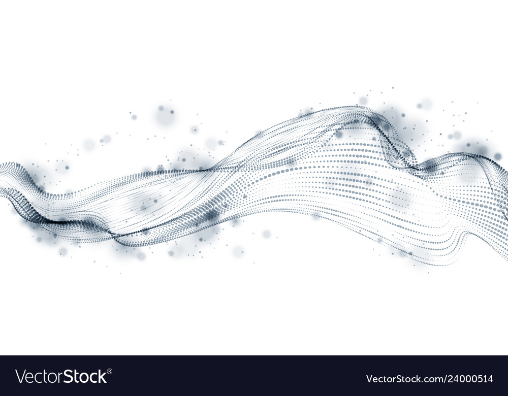 3d particles mesh array sound wave flowing round Vector Image