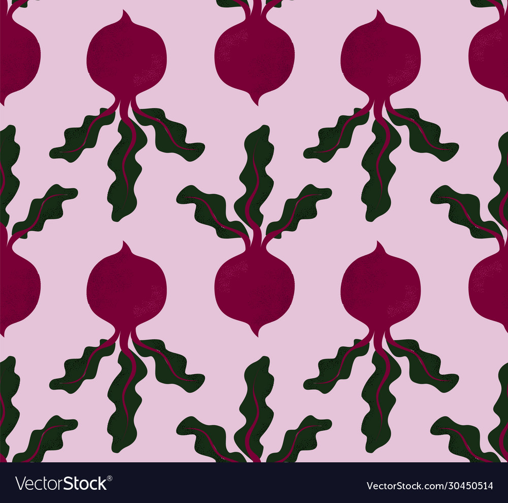 Beet pattern seamless texture with ripe beetroot Vector Image