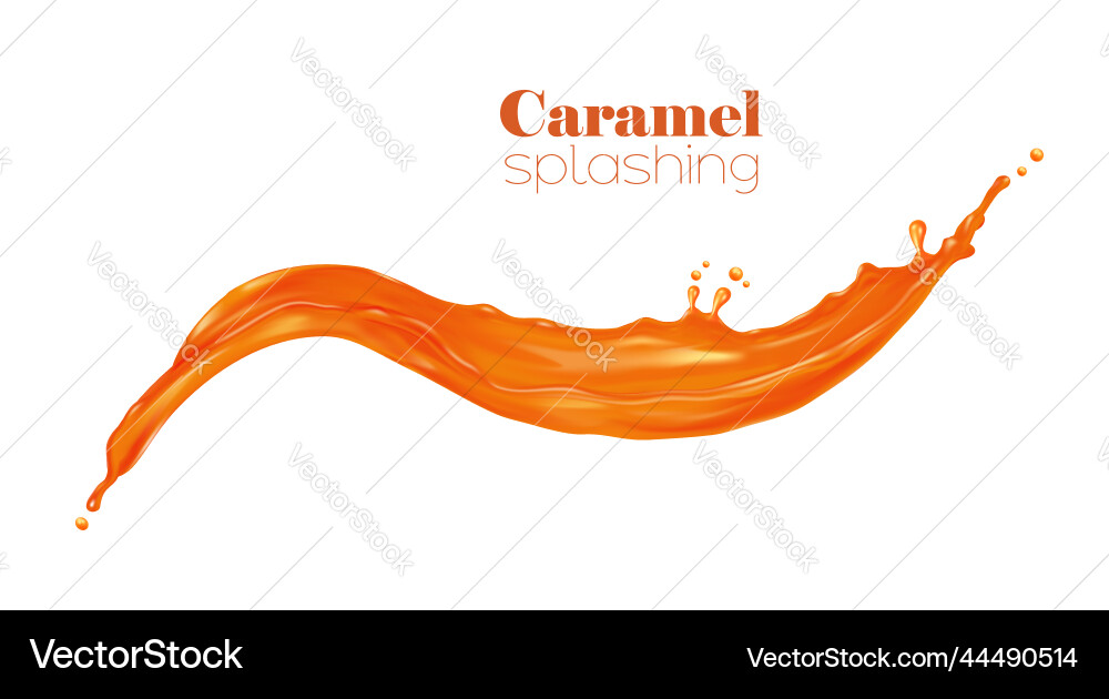 Caramel sauce syrup wave splash 3d toffee Vector Image
