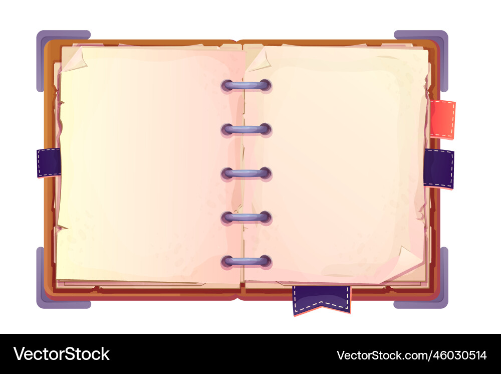 Diary note book in cartoon style top view Vector Image