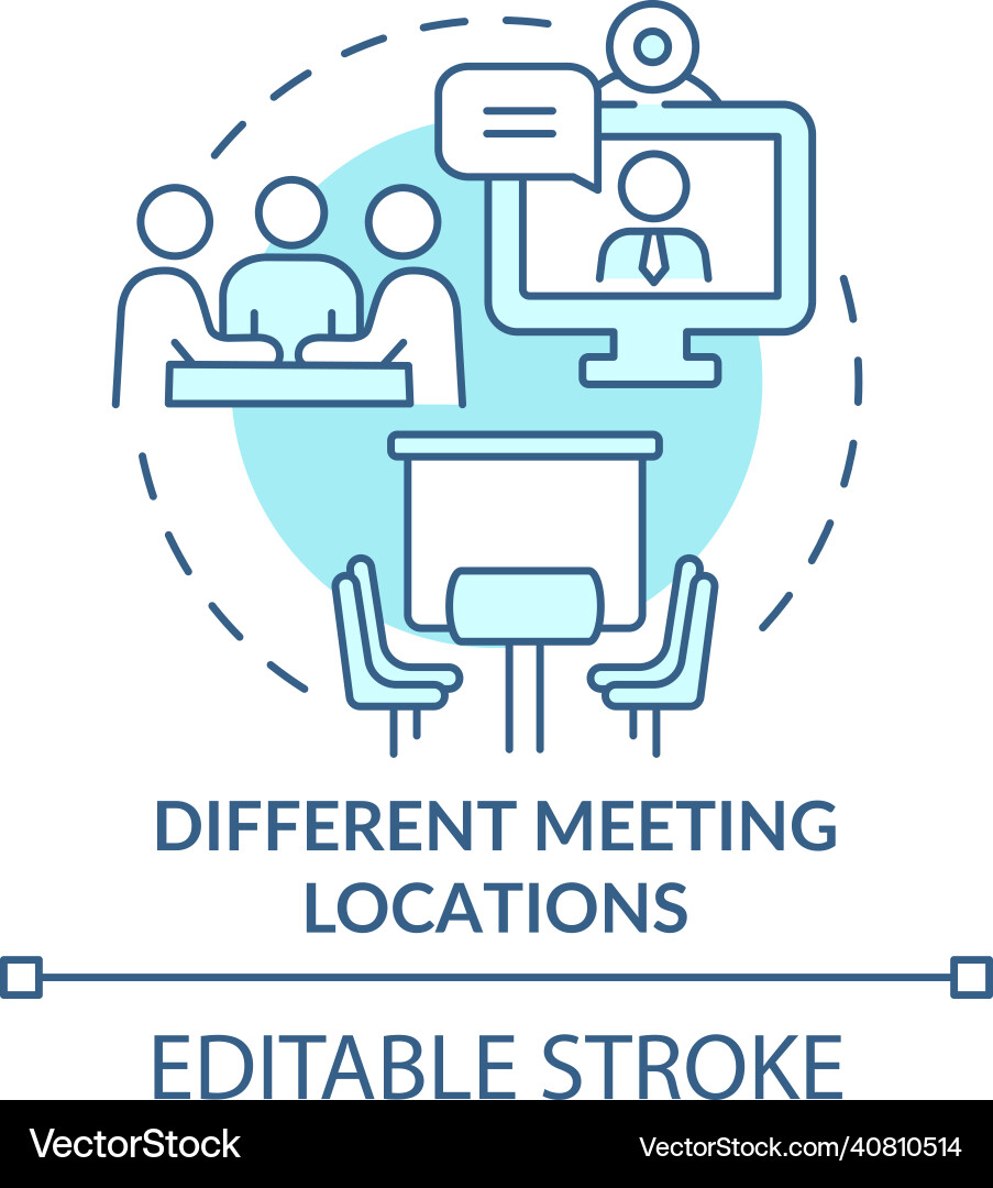 Different meeting locations turquoise concept icon