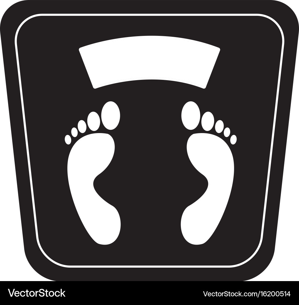 Footprints on bathroom scale display Royalty Free Vector