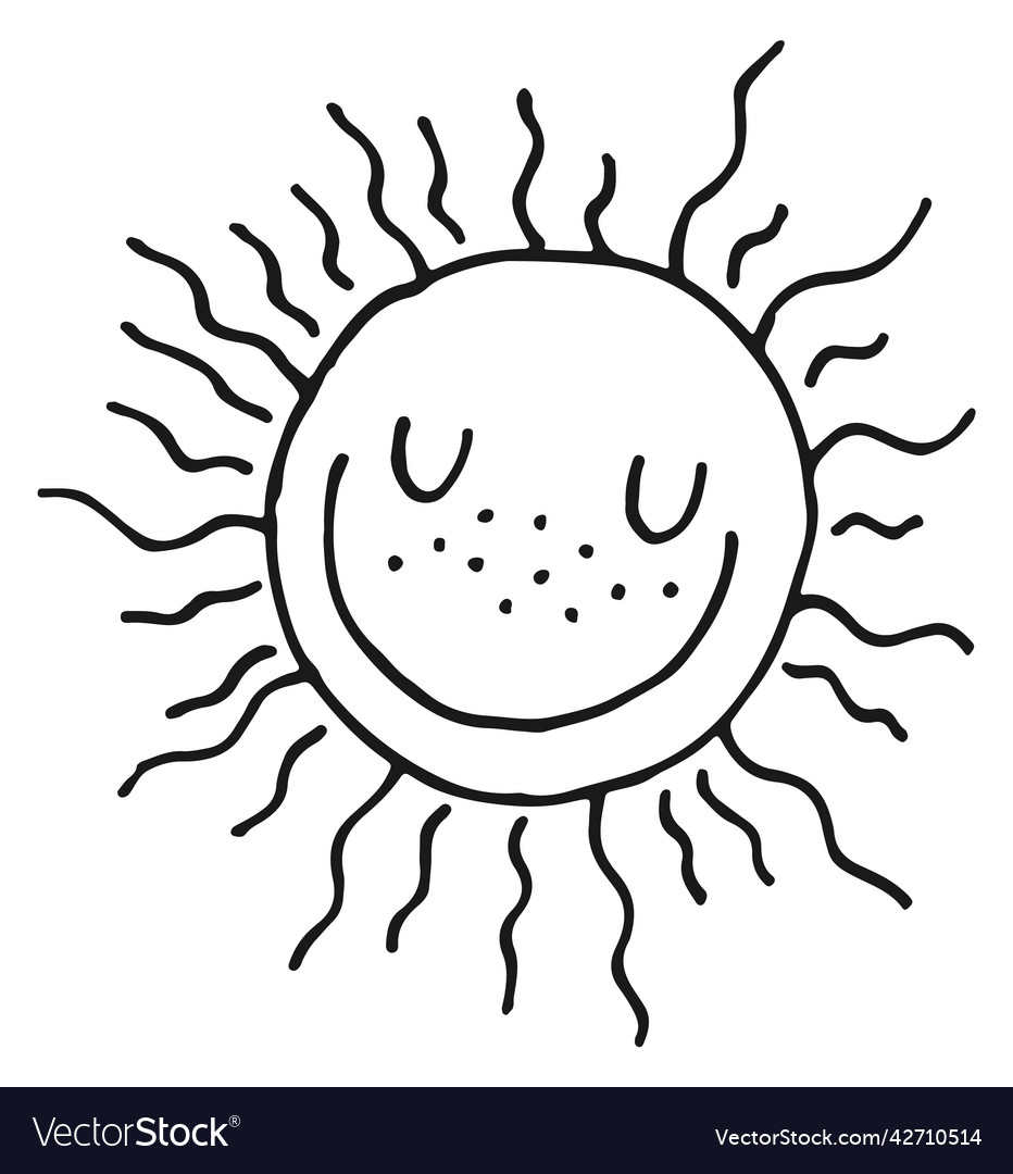 Smiling sun icon cute summer weather character Vector Image
