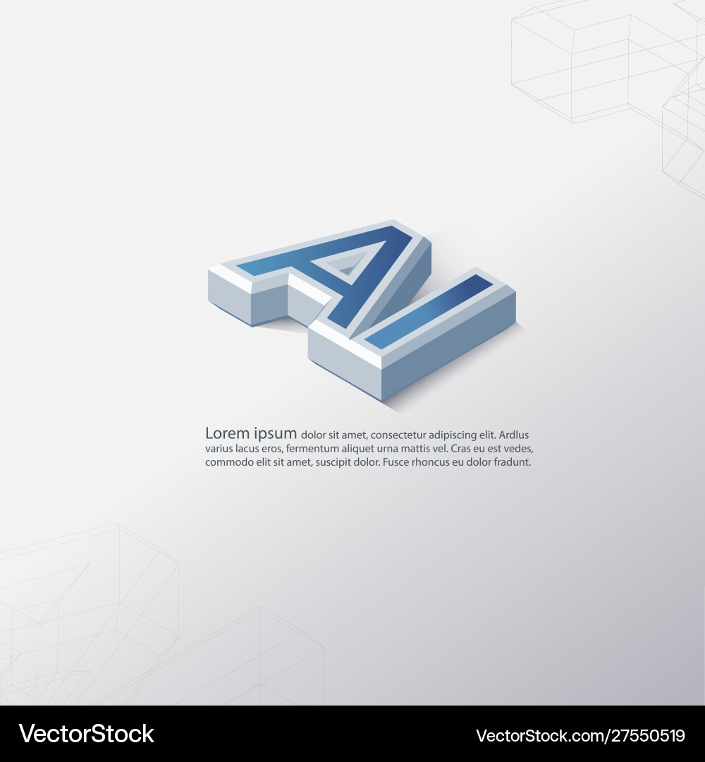 Ai artificial intelligence modern letter in 3d Vector Image