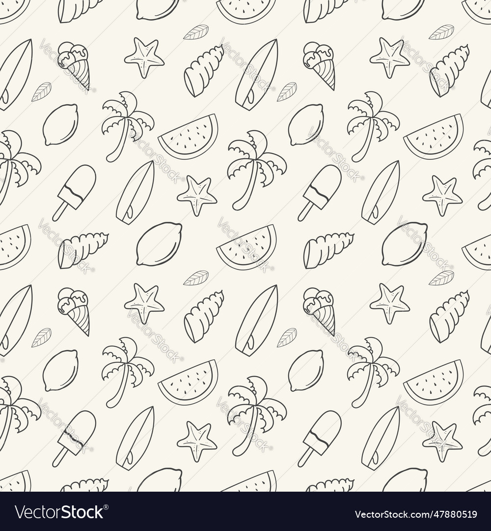 Hand drawn summer pattern with summer elements Vector Image