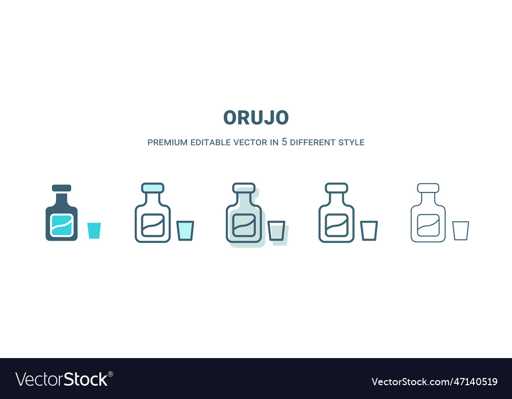 Orujo icon in 5 different style outline filled Vector Image