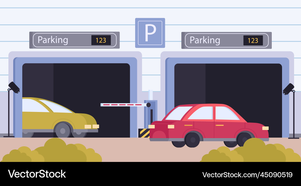 Parking flat and colored composition Royalty Free Vector