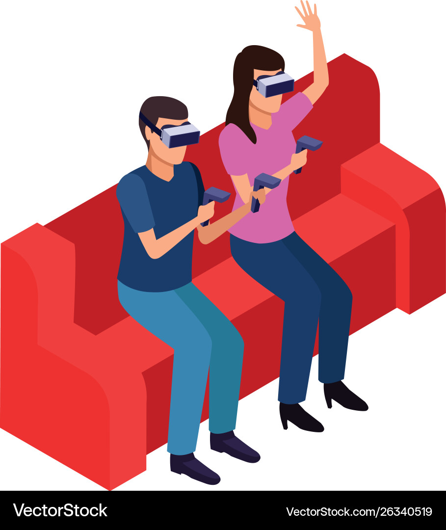 Virtual reality technology experience cartoon Vector Image