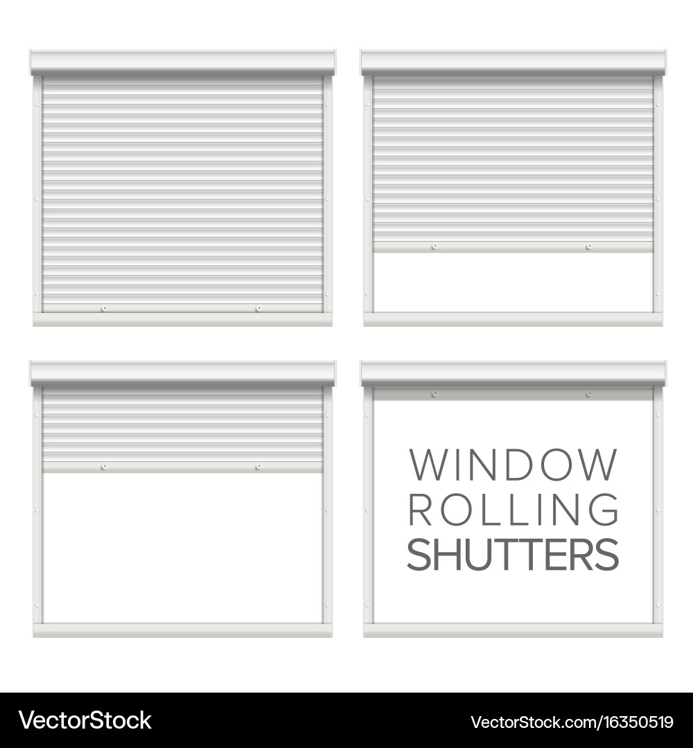 Window roller shutters opened and closed Vector Image