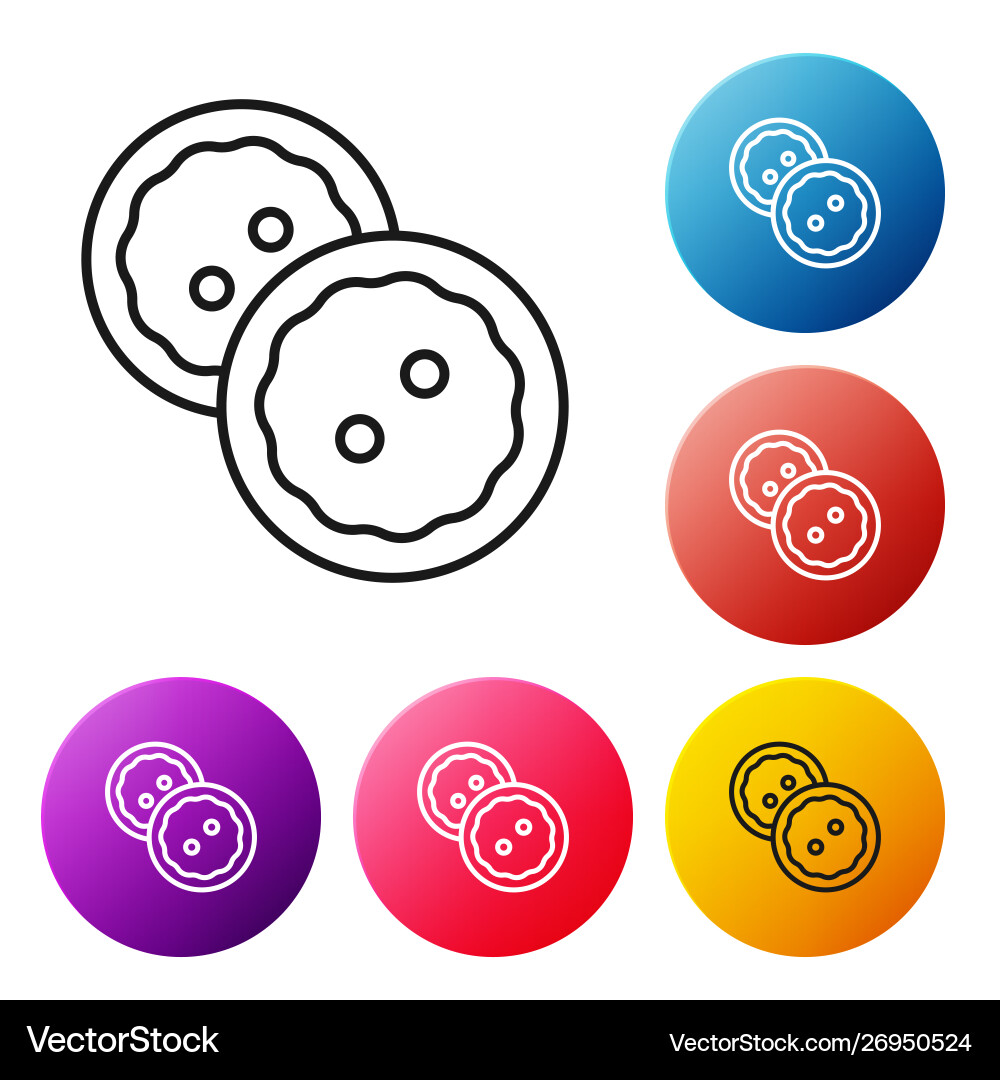 Black line sewing button for clothes icon isolated