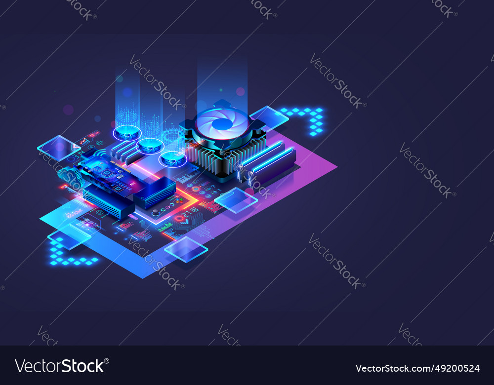 Cpu abstract digital chip computer processor and Vector Image
