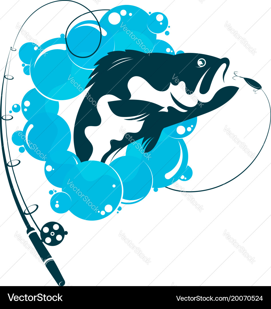 Fish and fishing rod Royalty Free Vector Image