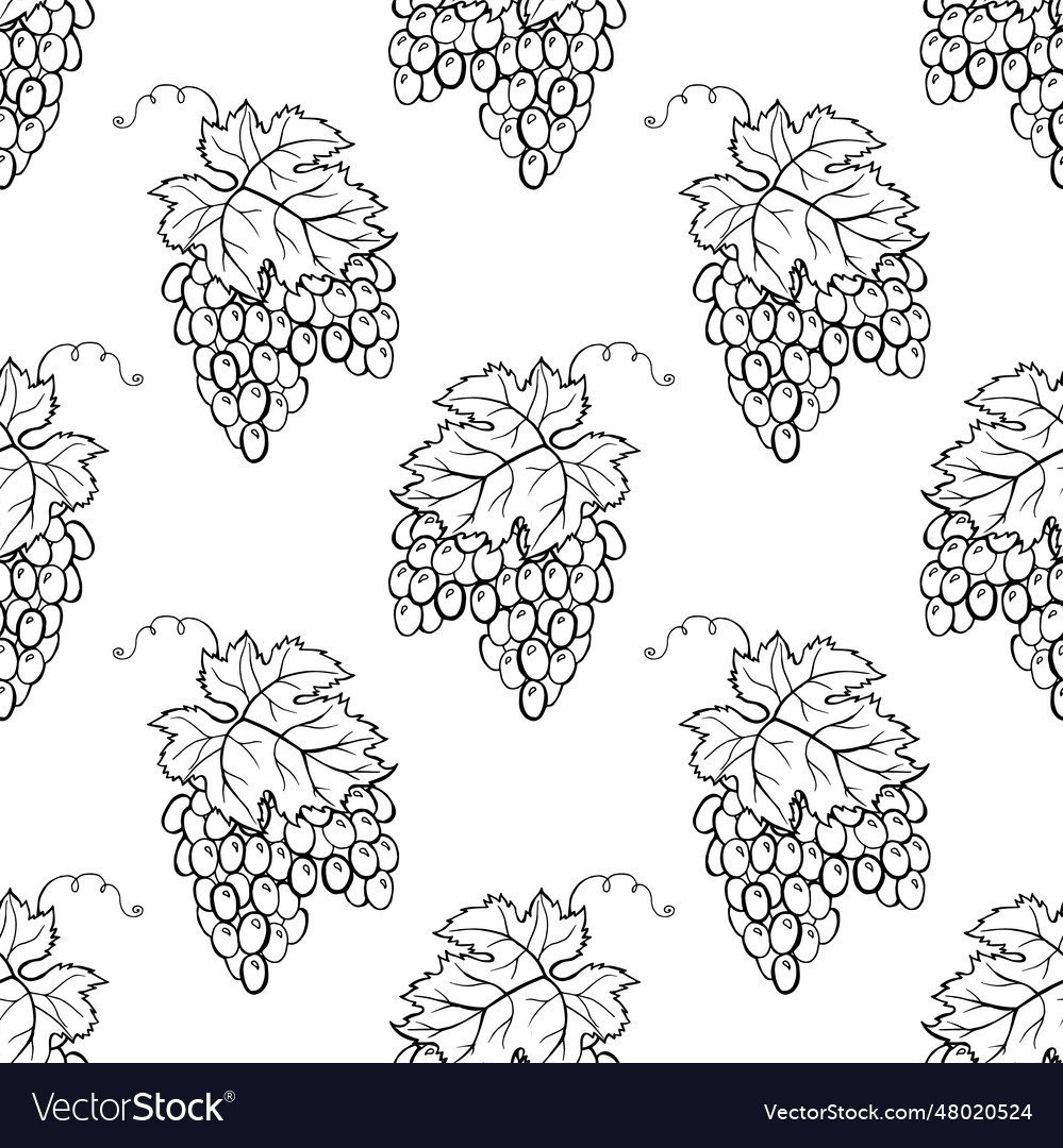 Grape vines seamless pattern background Royalty Free Vector