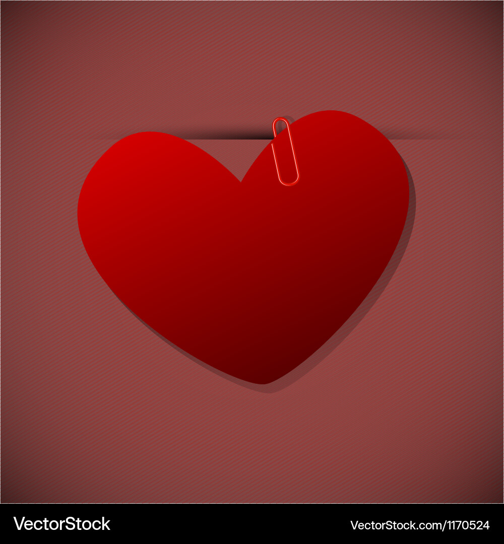 Heart shape paper with paperclip Royalty Free Vector Image